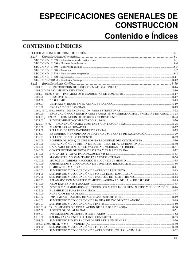 1. especificaciones generales de construcción