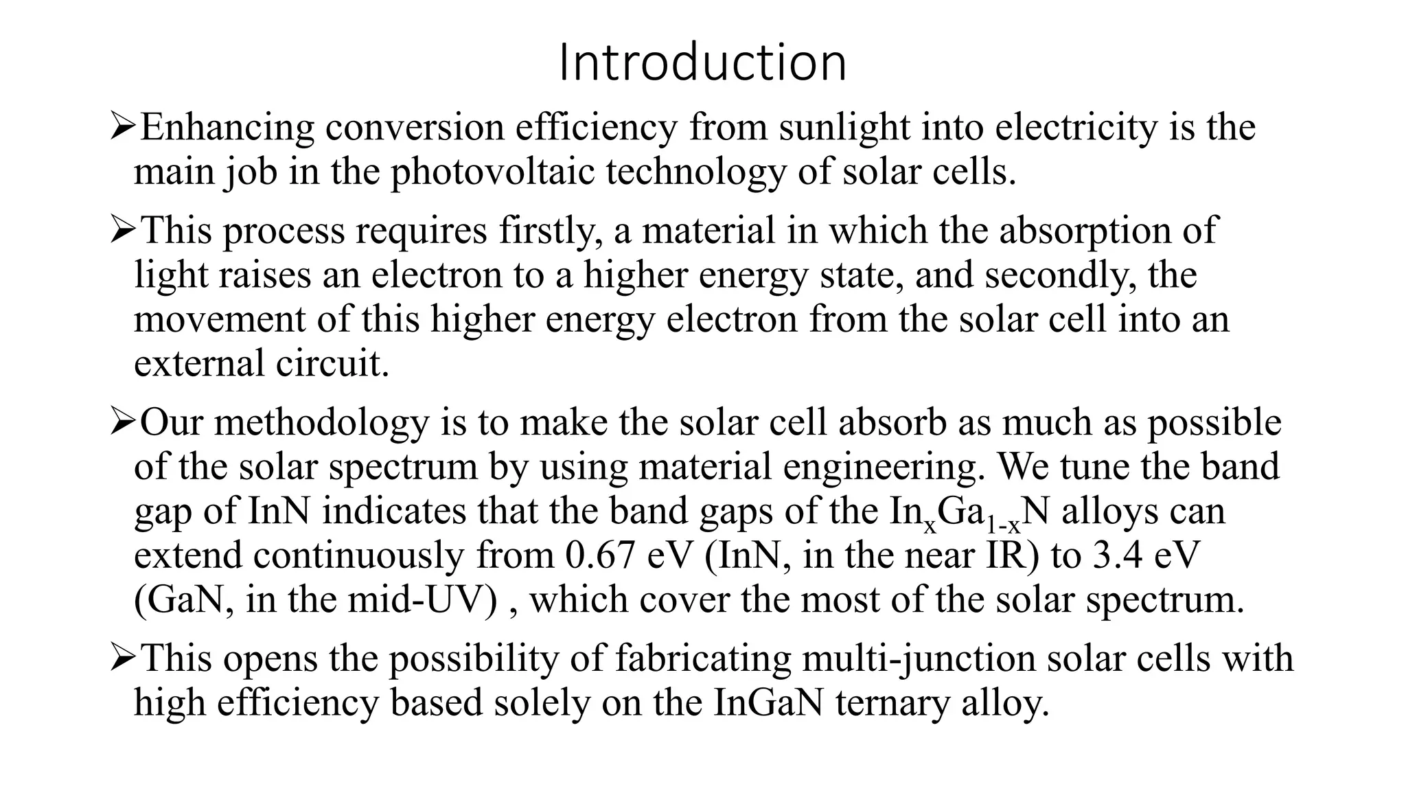 Simulation of p-GaN/ i-InGaN/n-GaN Solar Cell | PPTX