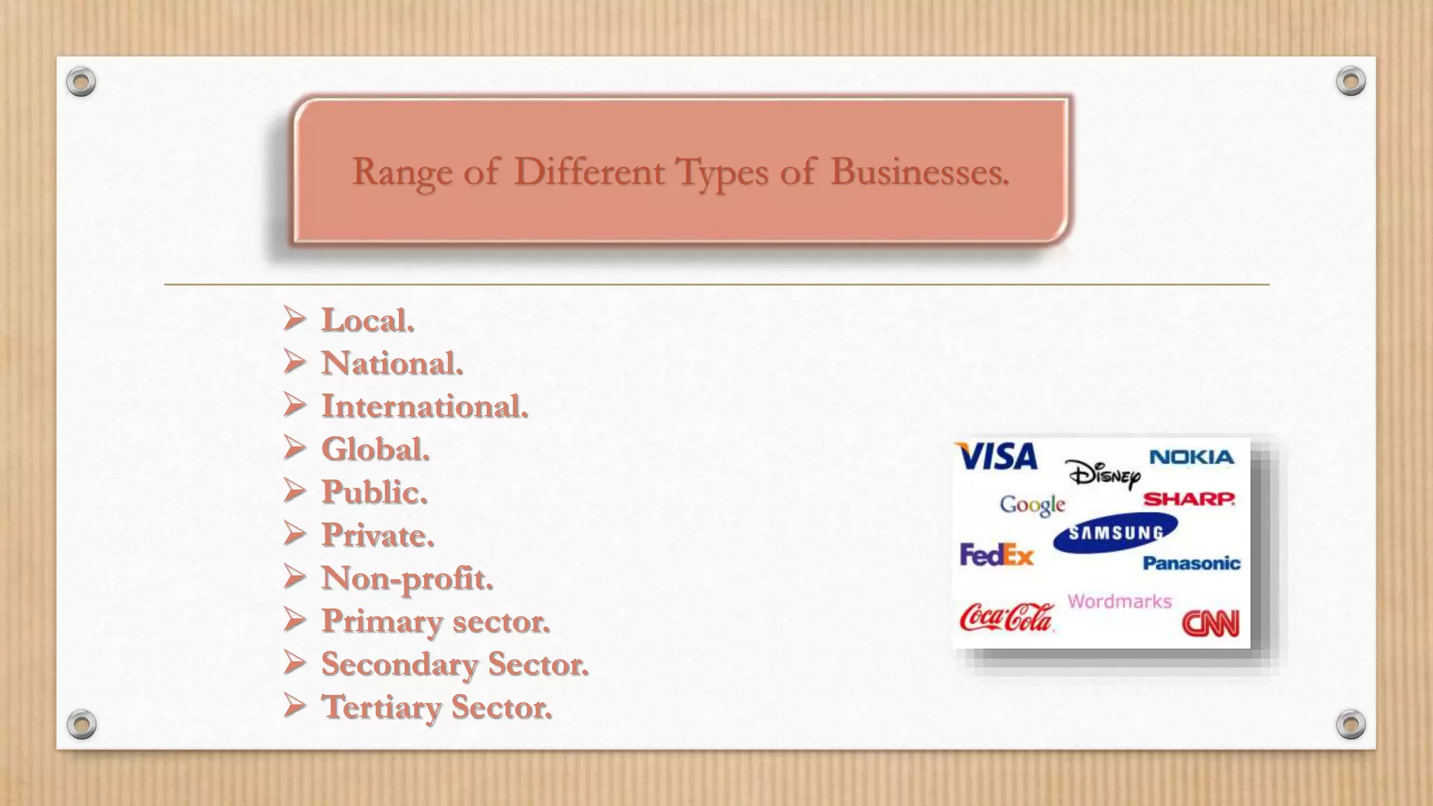Range of Different Types of Businesses. | PPT