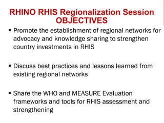 Strengthening Routine Health Information Systems through Regional ...