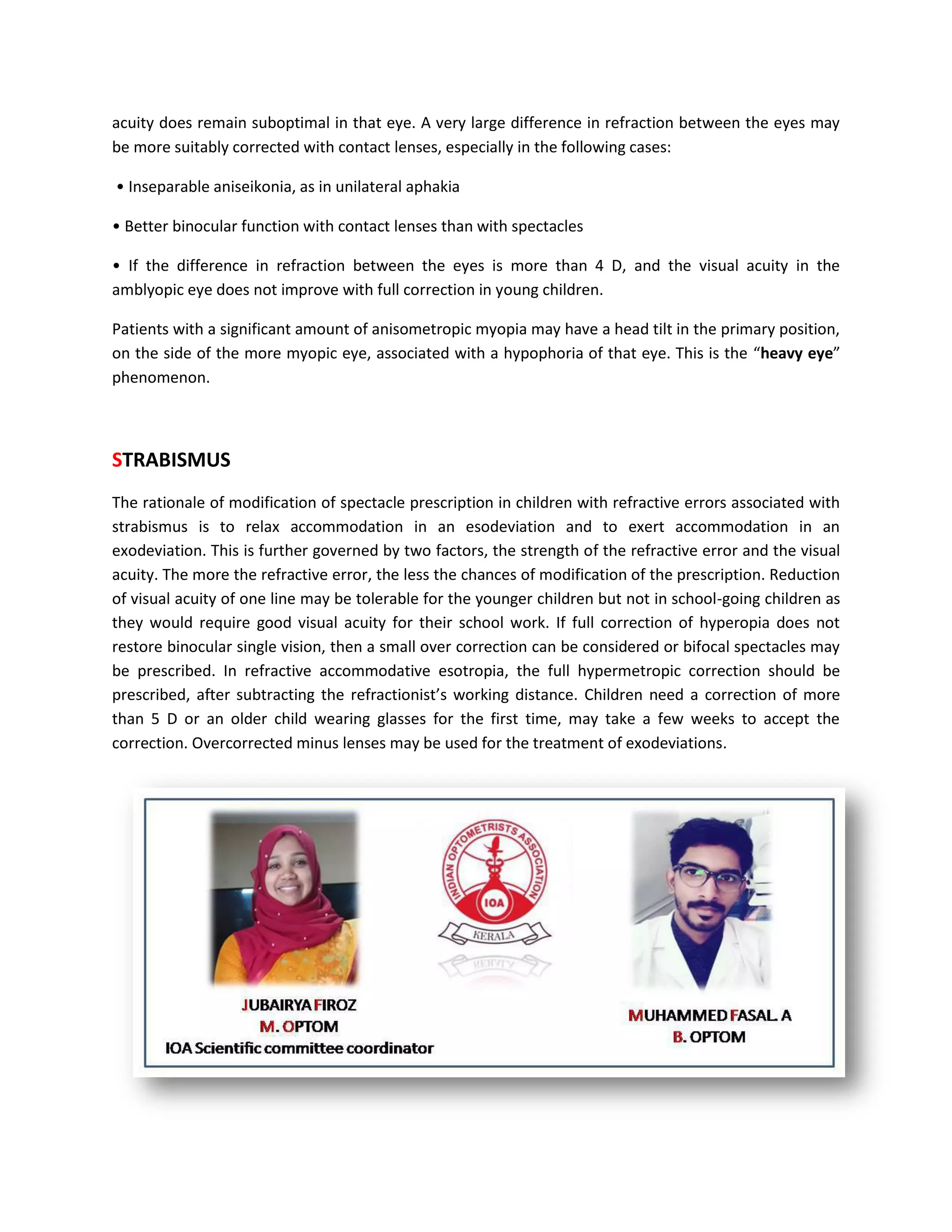 paediatric spectacle prescription by optom faslu muhammed | PDF