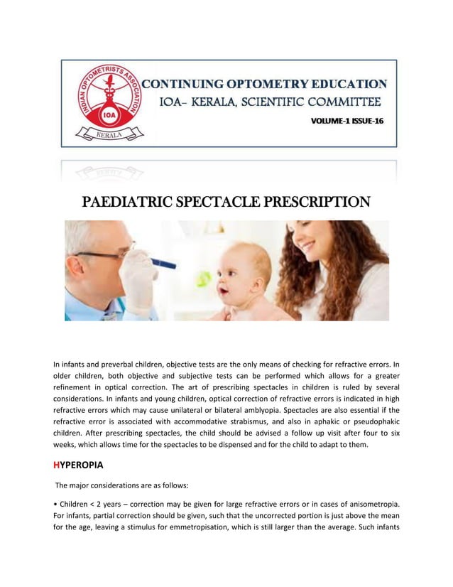 paediatric spectacle prescription by optom faslu muhammed | PDF