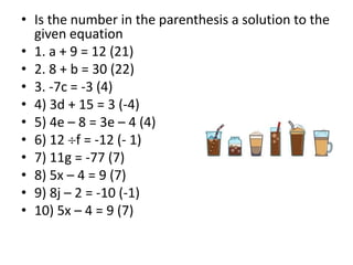 Contemporary Math- Introduction to equations | PPT