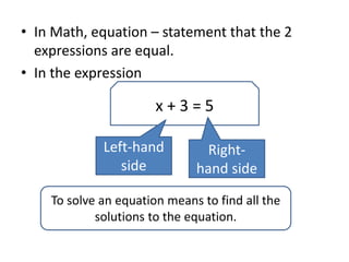 Contemporary Math- Introduction to equations | PPTX