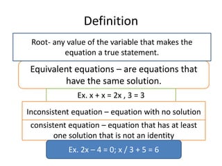 Contemporary Math- Introduction to equations | PPTX