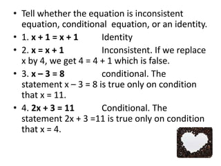 Contemporary Math- Introduction to equations | PPT