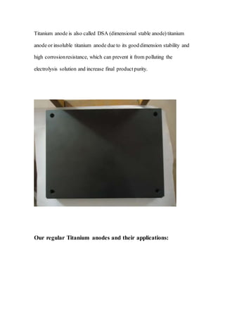 Titanium Anode Introduction | DOCX | Chemistry | Science