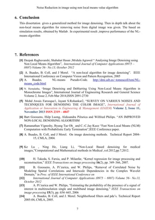 Dissertation synopsis for imagedenoising(noise reduction )using non local mean algorithm | PDF