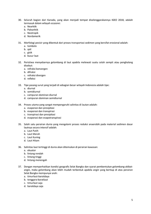 Soal OSK Geografi 2017 | PDF