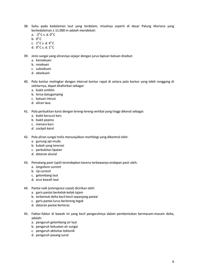 Soal OSK Geografi 2017 | PDF