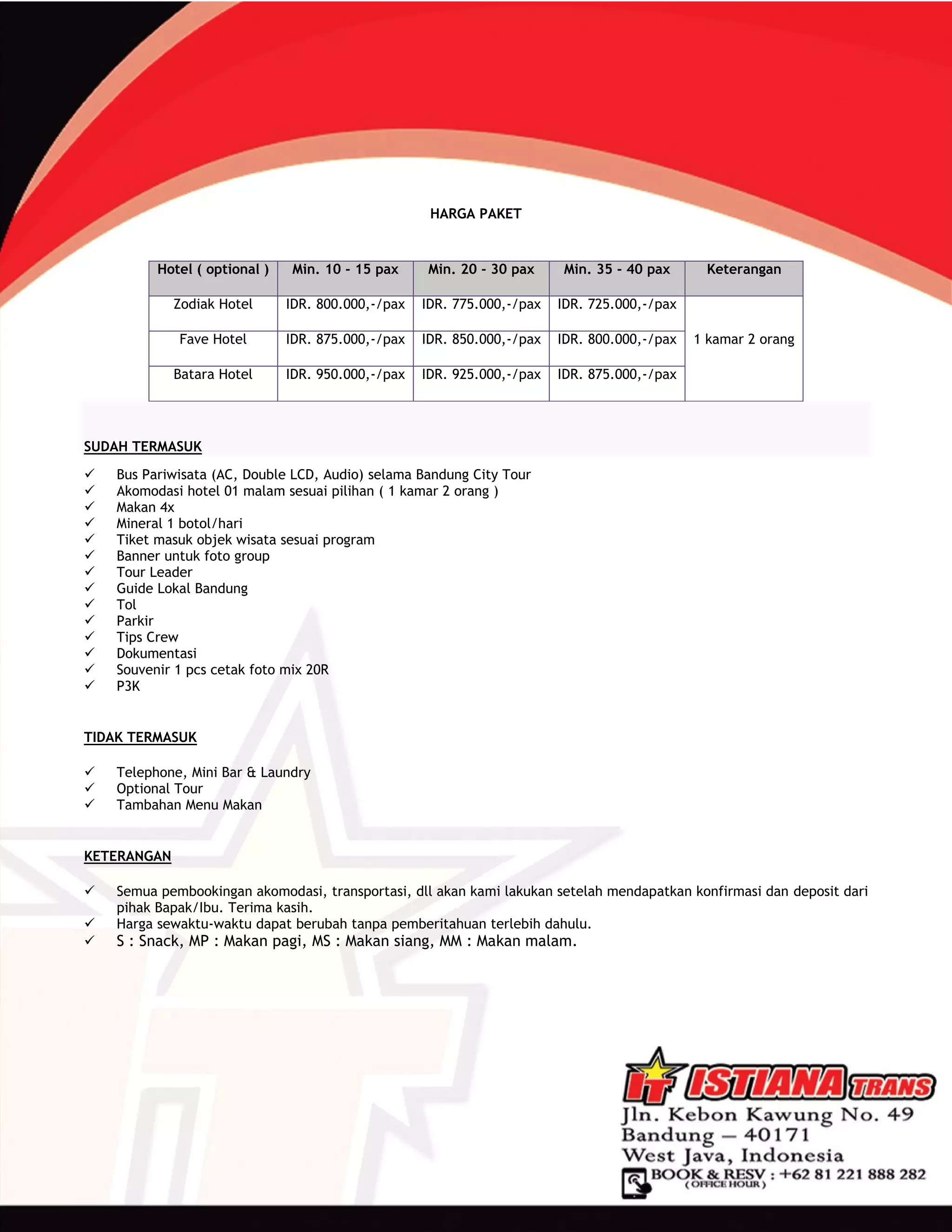 #Paket Wisata# BDG CITY TOUR 2D1N | PDF