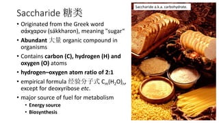 1.3 saccharide UEC Senior 1 Biology 独中高一生物 | PPTX