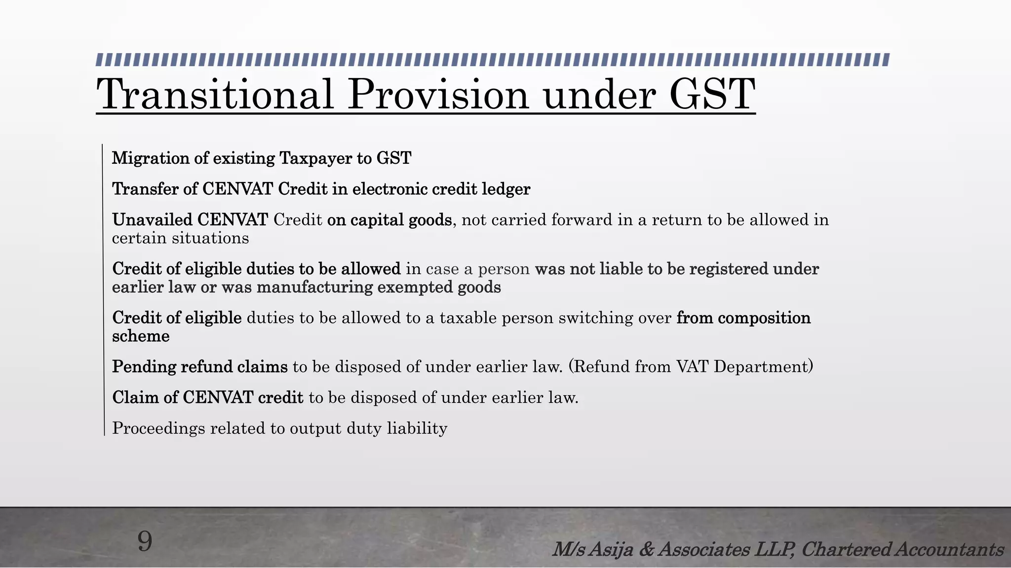 Overview of GST & Transition provisions | PPT
