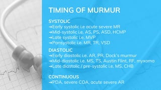 Cardiology 1.6. Heart Sounds and Murmurs - by Dr. Farjad Ikram | PPTX