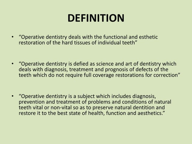 1.introduction to operative dentistry | PPTX | Dental Health | Diseases ...