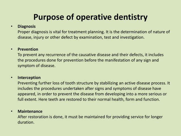 1.introduction to operative dentistry | PPTX | Dental Health | Diseases ...