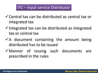 1. presentation on input tax credit under gst | PDF