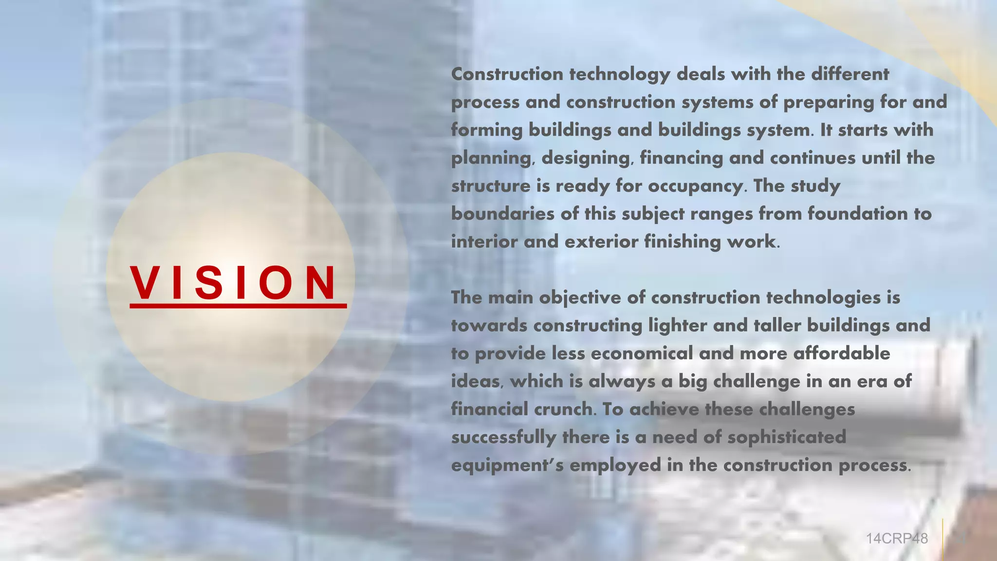 1. introduction to construction technology by 15CRP46 | PPTX