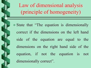 Dimensions and Dimensional Analysis | PPTX