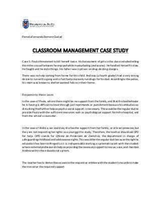 Case study - Classroom Management