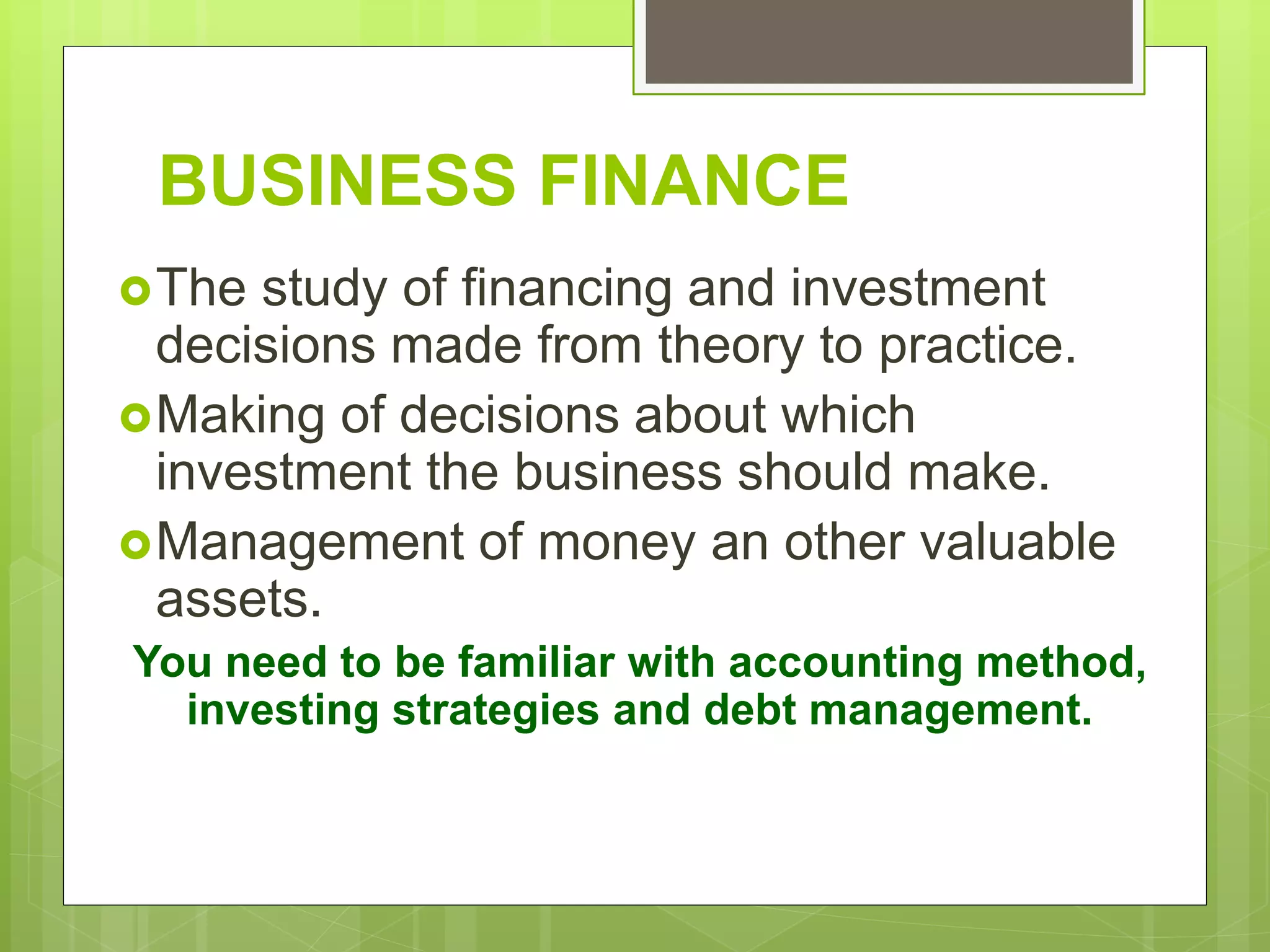 1. introduction to business finance | PPTX