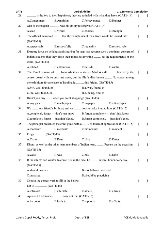 1.1.sentence completion | PDF | Educational Assessment | Education