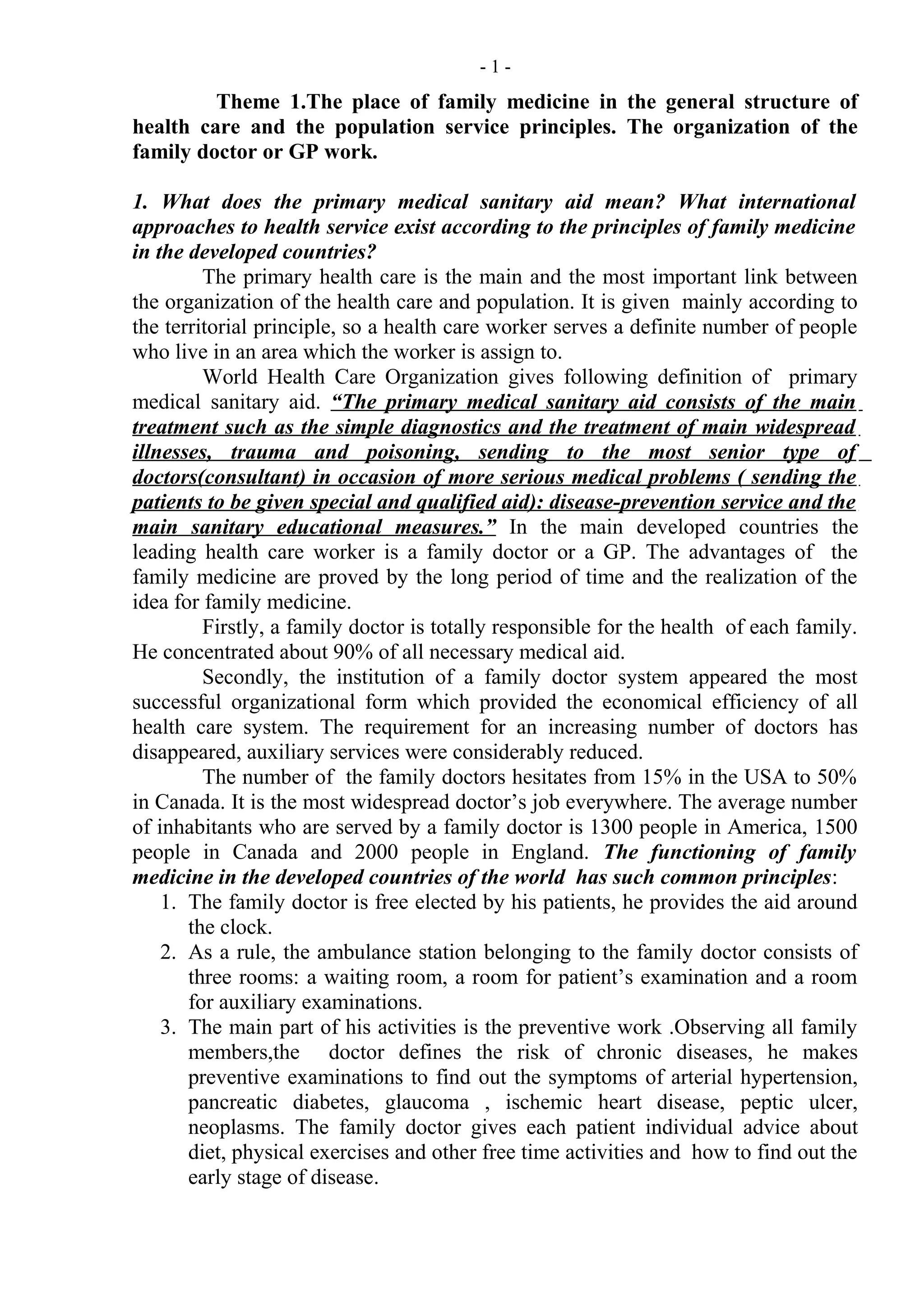General structures of Health care and Population service principles.The ...