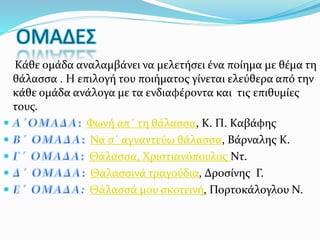 Σενάριο: Εικόνες της θάλασσας στην ελληνική ποίηση | PPTX