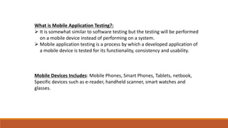 1.0 introduction to mobile application testing | PPT