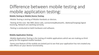 1.0 introduction to mobile application testing | PPT
