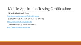 1.0 introduction to mobile application testing | PPTX