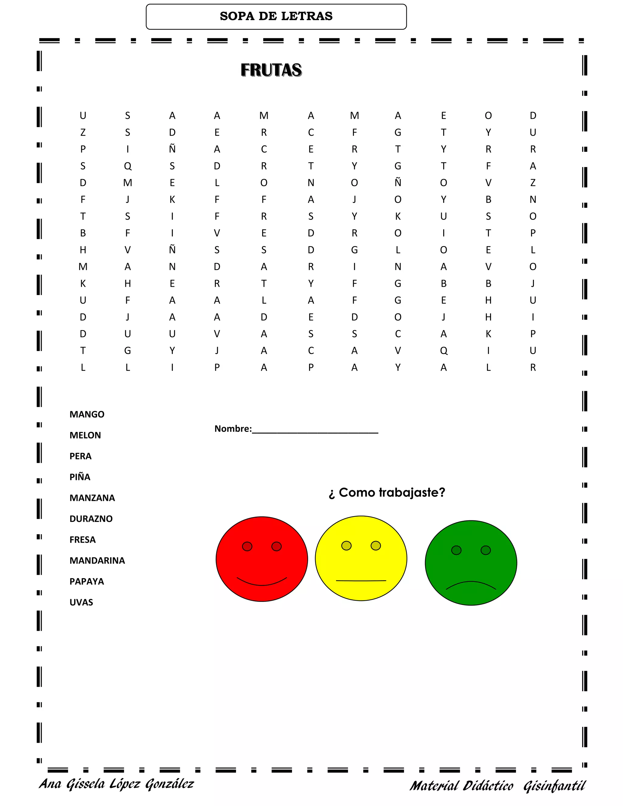 Sopa de letras de frutas | PDF