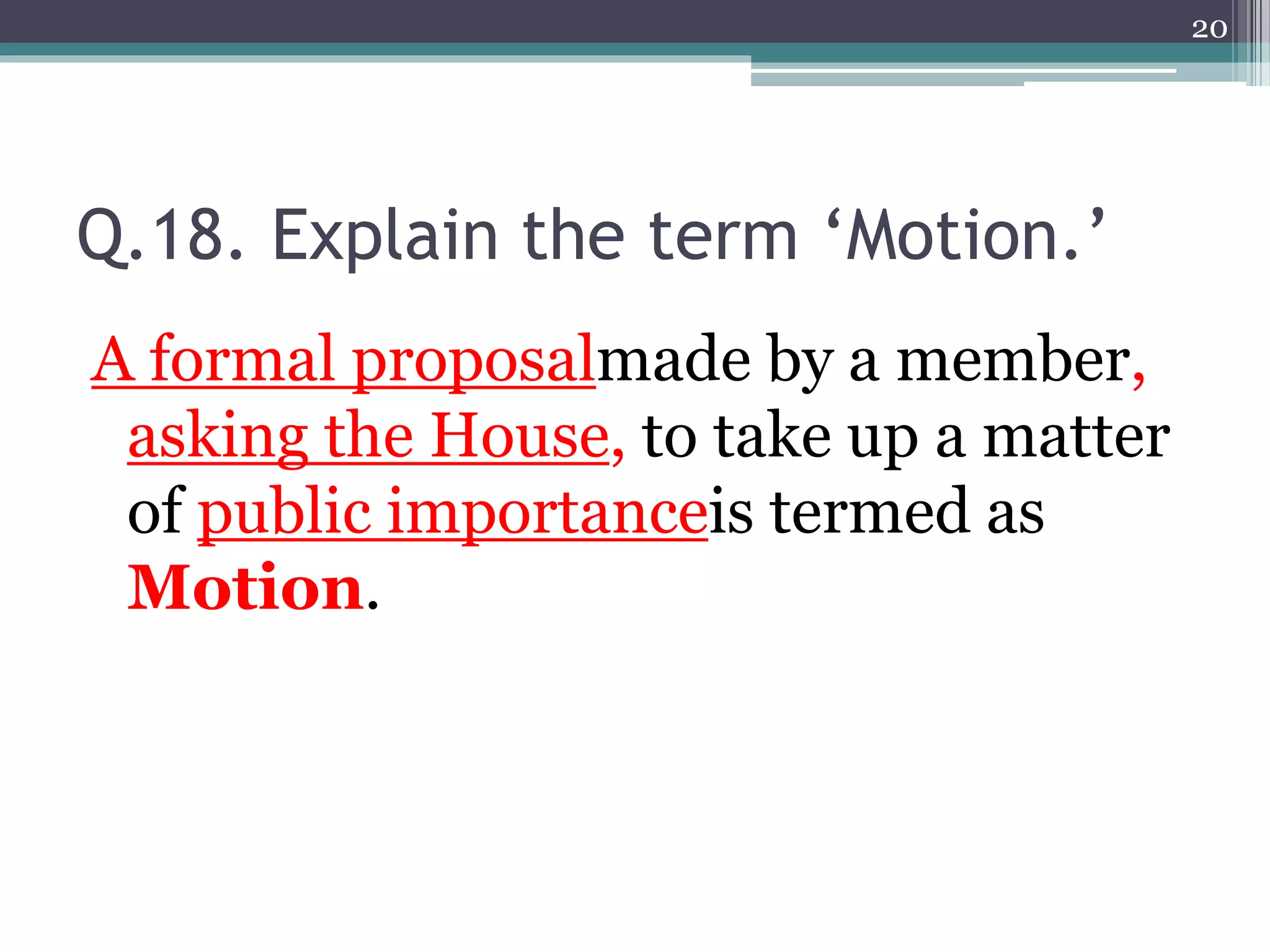 The Union Parliament | PPTX