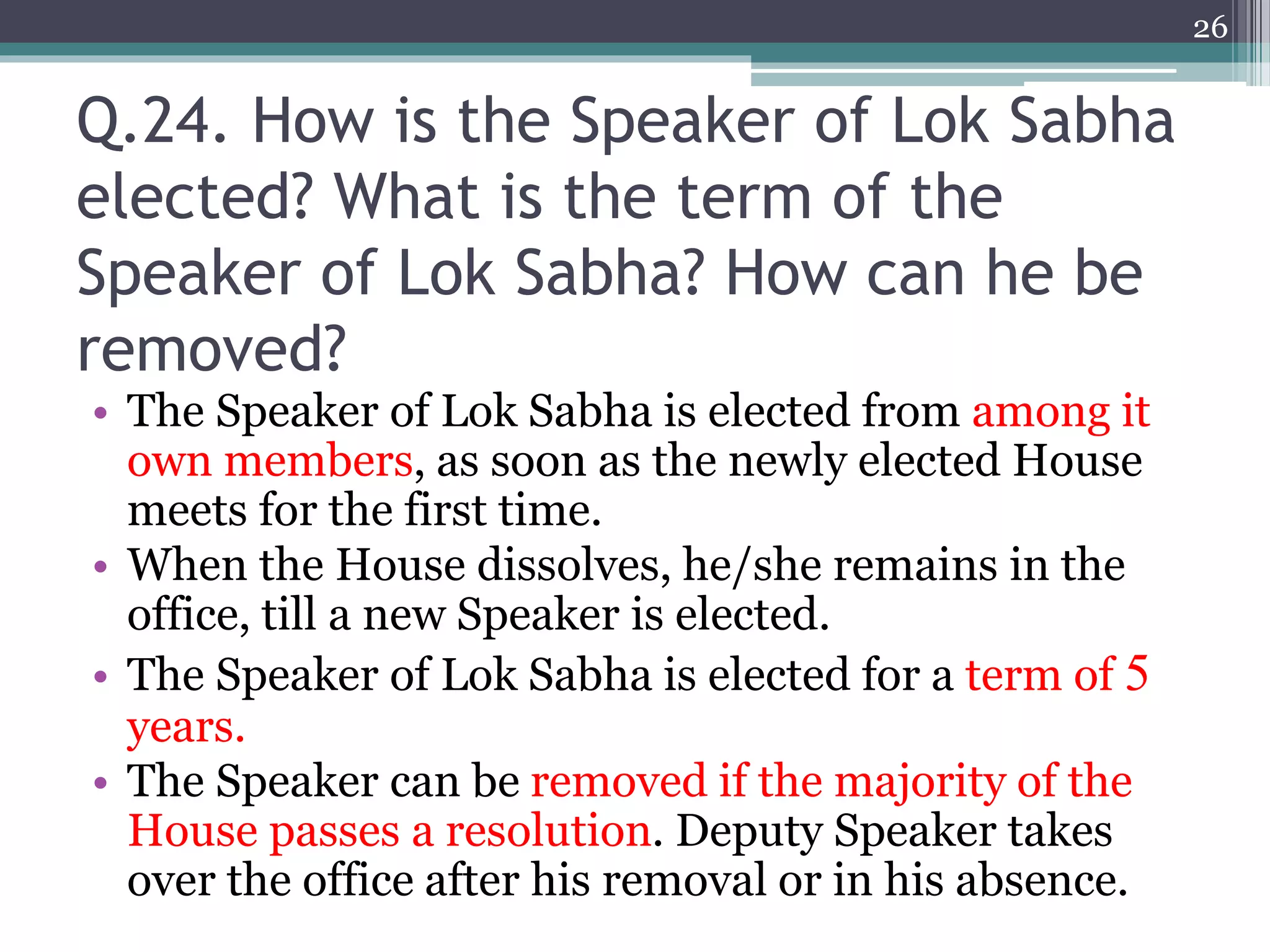 The Union Parliament | PPTX