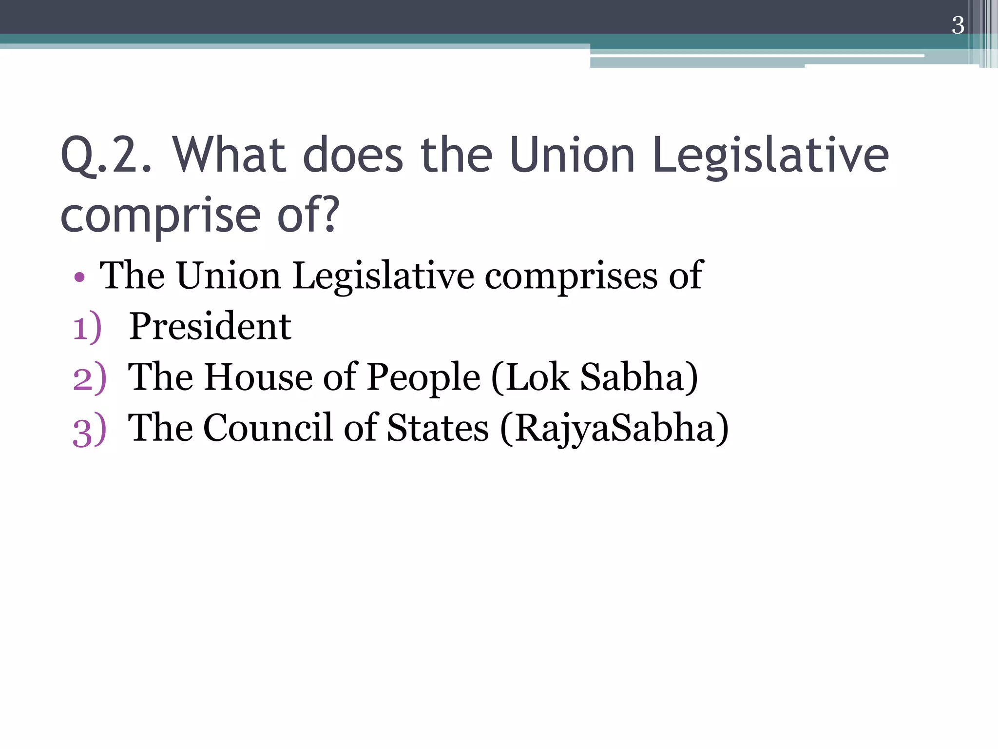 The Union Parliament | PPTX