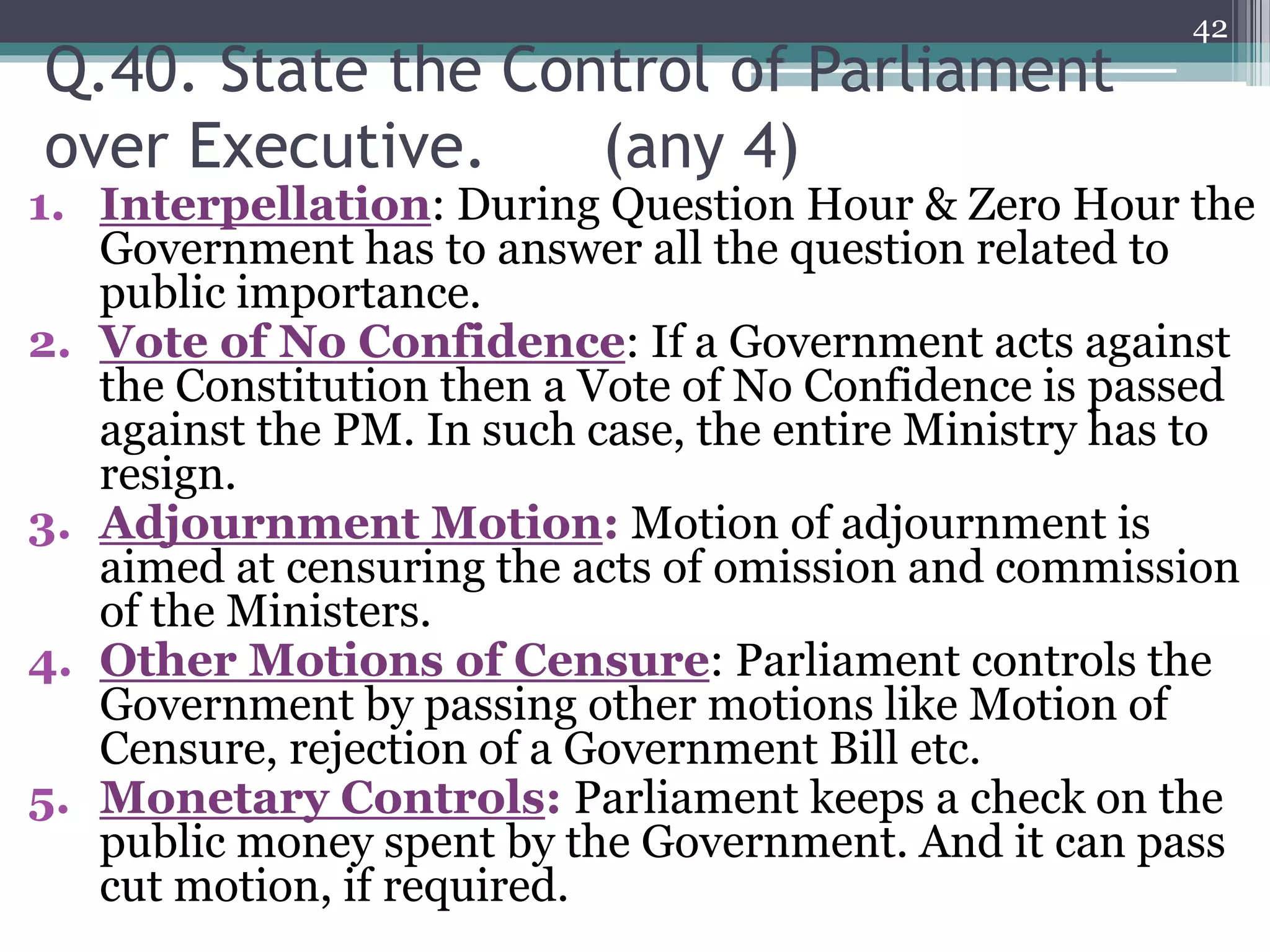 The Union Parliament | PPTX