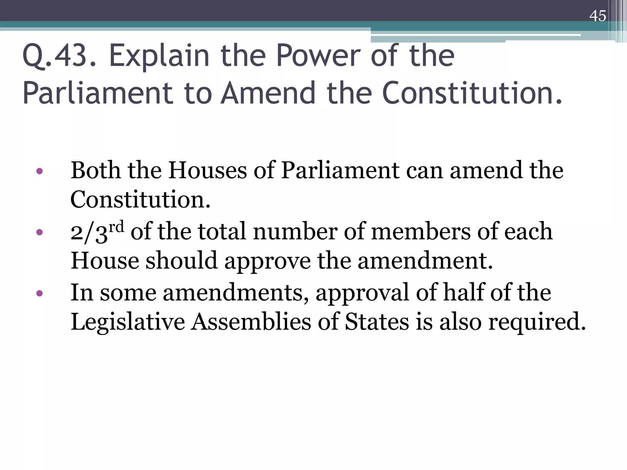 The Union Parliament | PPTX