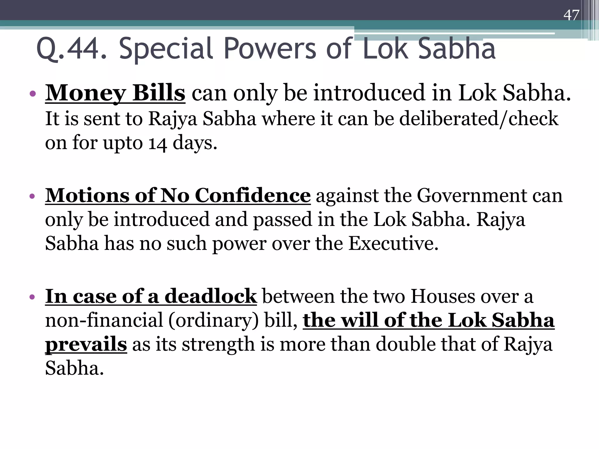 The Union Parliament | PPTX