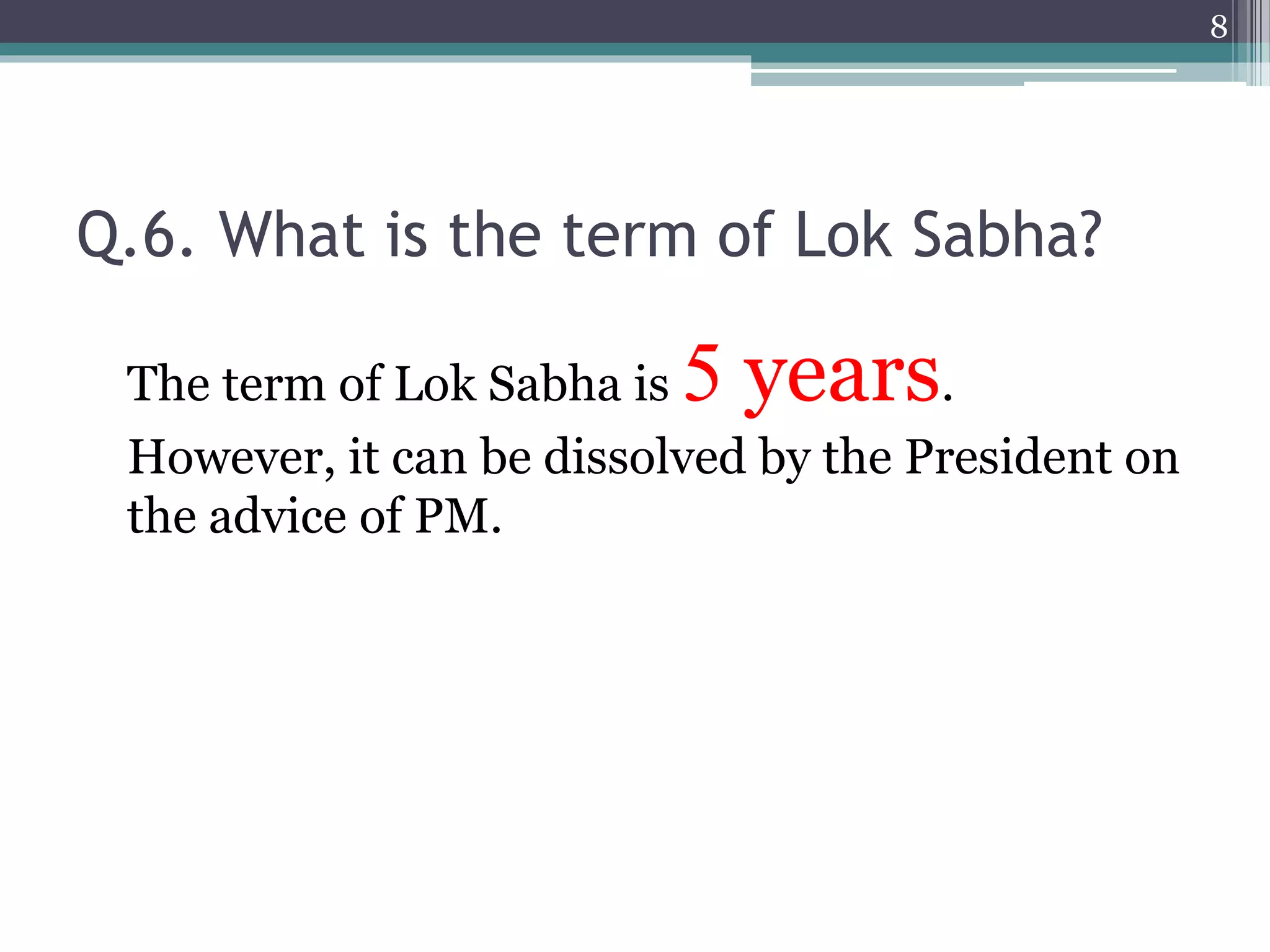 The Union Parliament | PPTX