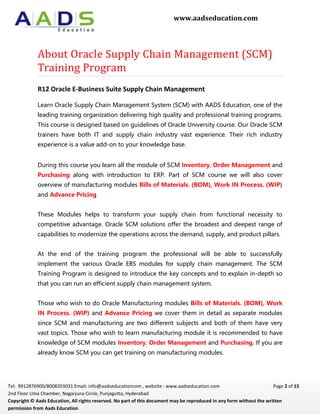 Learn Oracle SCM functional Online training| Aads Education | PDF