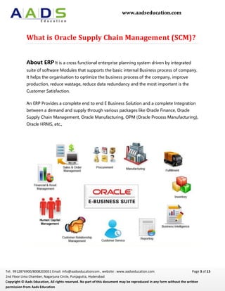 Learn Oracle SCM functional Online training| Aads Education | PDF
