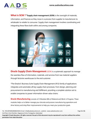 Learn Oracle SCM functional Online training| Aads Education | PDF