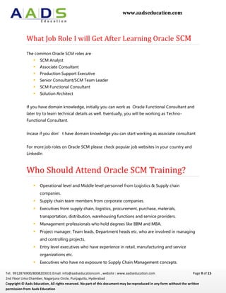Learn Oracle SCM functional Online training| Aads Education | PDF