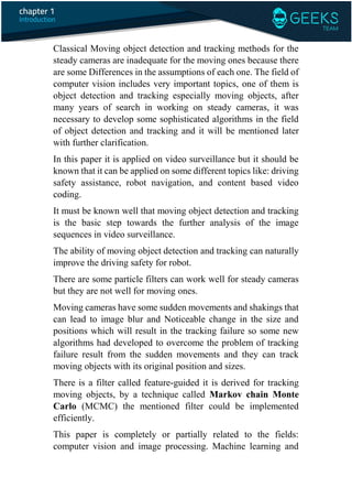 Video surveillance Moving object detection& tracking Chapter 1 | PDF