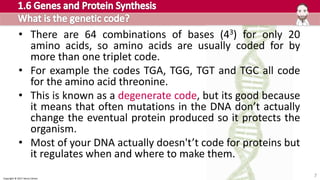 Cambridge Pre-U Biology - 1.6 Genes and Protein Synthesis PART 1 Sample ...