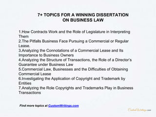 COMPLETE GUIDE ON WRITING A DISSERTATION ON BUSINESS LAW | PPT