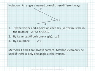 1.2.1 Naming and Measuring Angles | PPT | Free Download