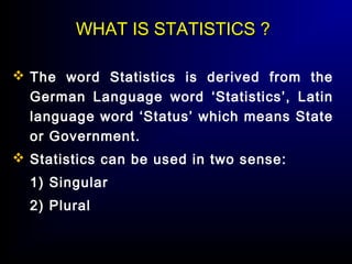 Meaning of Statistics | PPT | Science