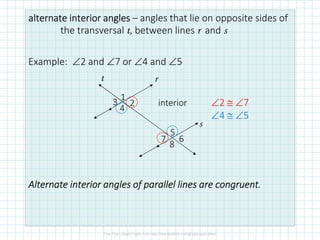 1.4.1 Parallel Lines and Transversals | PDF | Science