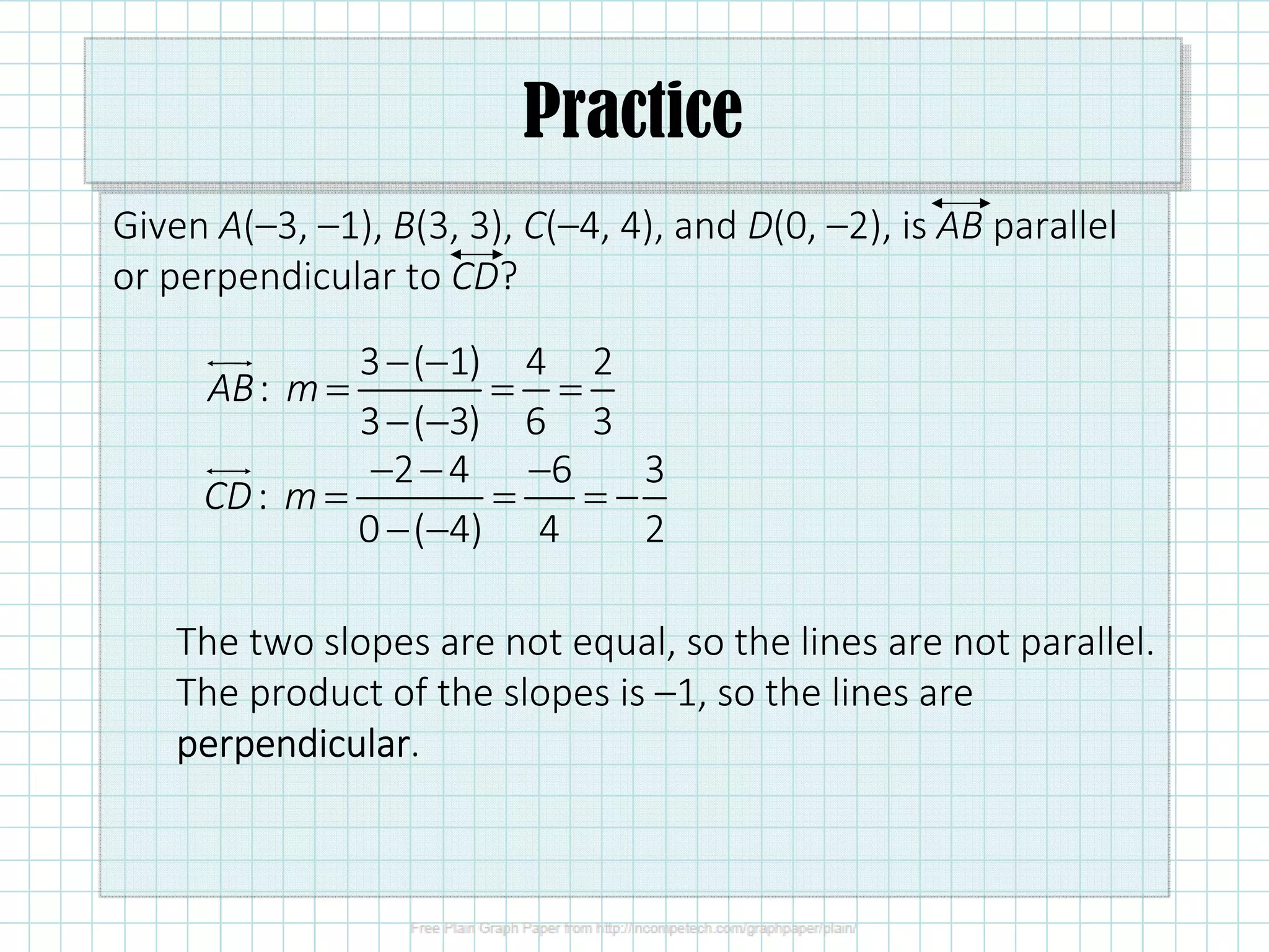 1.4.4 Parallel and Perpendicular Line Equations | PPT